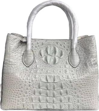 Generic Sac cabas pour femme en cuir de crocodile v&eacute;ritable, bleu ciel, Corful. Sac &agrave; main bandouli&egrave;re simple en cuir dalligator v&eacute;ritable