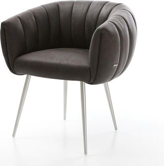 DELIFE Esszimmerstuhl Jada-Flex Mikrofaser Anthrazit Vintage 4-Fu&szlig; konisch Edelstahl Taschenfederkern, Esszimmerst&uuml;hle