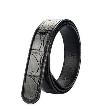 Generic V&eacute;ritable peau de crocodile v&eacute;ritable ceinture pour homme sans boucle en cuir dalligator v&eacute;ritable classique designer sangle de taille masculine, noir