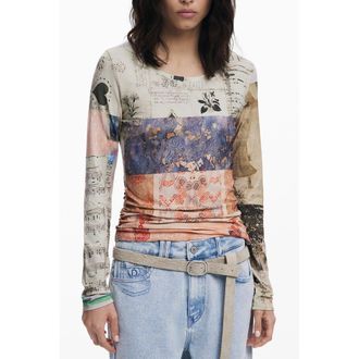 Desigual Beiges Viskose Damen T-Shirt