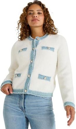 Grain de Malice Gilet Fluffy d&eacute;tail en Denim Femme