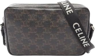 Celine Pre-owned Triomphe PVC Coated Canvas Leather Shoulder Bag - Femme - Pre-owned - Noir - Taille: ONE Size
