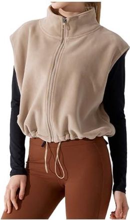 Generico Veste de sport thermique en polaire pour femme avec fermeture &eacute;clair sur toute la longueur et col montant | printemps, ext&eacute;rieur, course &agrave; pied, rando