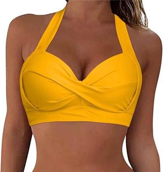 Generic Haut De Maillot De Bain Femme Sexy Push Up Hauts De Bikini R&eacute;glables El&eacute;gant Classics Col en V Hauts De Maillots Soutien Gorge avec Rembourrage Swimwe