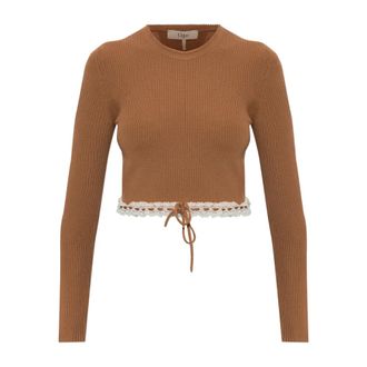 Chlo&eacute; Femme, Pulls, Brun, Taille: 36 FR Pull en dentelle