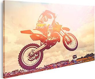 Islandburner Tableau sur Toile Coureur sur Moto Dirtbike Motocross Crosscountry en vol sauts Cadre Affiche Poster Murale Tableaux