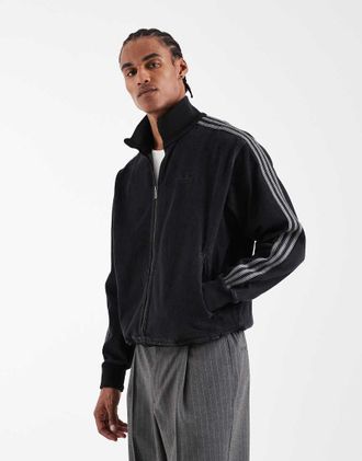 adidas Originals Firebird - Trainingsjacke aus Denim in Schwarz