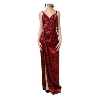 Dolce & Gabbana Leopard Draped Sleeveless Maxi Dress - - Dresses - Damen - Rot - 2XS
