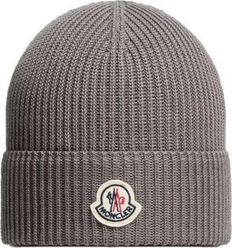 Moncler Homme, Accessoires, Gris, Taille: ONE Size Logo Cotton Beanie