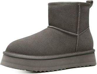 Generic NYSBH Bottes de neige dhiver en fourrure pour femme - Semelle &eacute;paisse - Mini bottes dext&eacute;rieur en daim pelucheux - Bottes en laine moelleuse, Gris 3, 