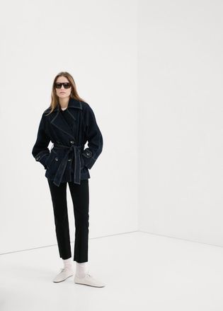 Mango Jeans-Trenchcoat mit G&uuml;rtel blau - Damen - XS - MANGO