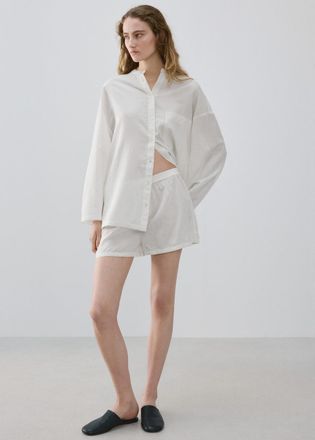 Mango Short de pyjama &agrave; rayures blanc - Femme - S - MANGO