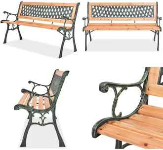 vidaXL Vidaxl - Banc de jardin 122 cm Bois - Banc De Jardin - Mobilier De Jardin - Banc En Bois - Fer Forg&eacute; - D&eacute;coration Jardin - Home & Living