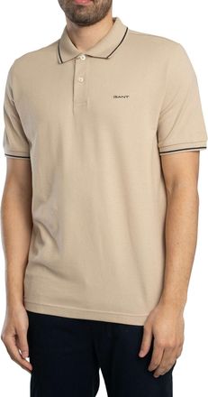 GANT Gant Herren Poloshirt - Tipping Pique Rugger, Kurzarm, Knopfleiste, Logo, Uni Beige (Dry Sand) 4XL