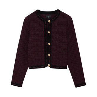 Anine Bing Nora Tweed Cardigan - - Knitwear - Damen - Rot - S