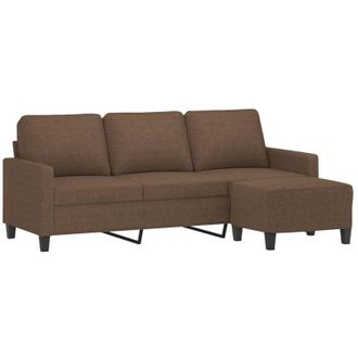 vidaXL 3-Sitzer-Sofa mit Hocker Braun 180 cm Stoff - Vidaxl