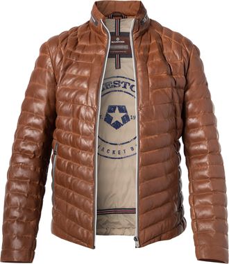 Milestone Herren Lederjacke braun unifarben