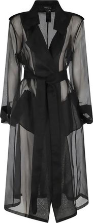 Federica Tosi Femme, Manteaux, Noir, Taille: 36 FR Silk Organza Trench Coat