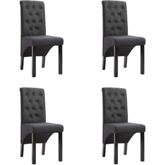 vidaXL Vidaxl - Chaises &agrave; manger lot de 4 gris fonc&eacute; tissu