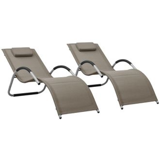 vidaXL Chaises longues textilène lot de 2 taupe et gris vidaXL