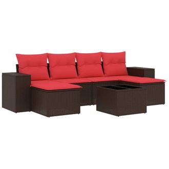 No Brand Maison Exclusive - Set Divani Da Giardino 7 Pz Con Cuscini Marrone In Polyrattan