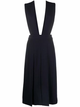 Comme Des Garçons jupe mi-longue plissée à bretelles (années 2000) - Bleu