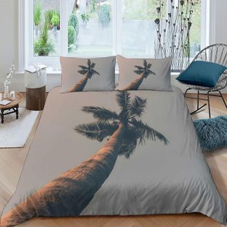 Generic Bettw&auml;sche 140x200 cm Palmenmuster 3 Teilig Bettbezug 140 x 200 Jungen und M&auml;Dchen Bettw&auml;sche-Sets 3D Weiche Mikrofaser Bettbezug Set mit Rei&szlig;verschlu