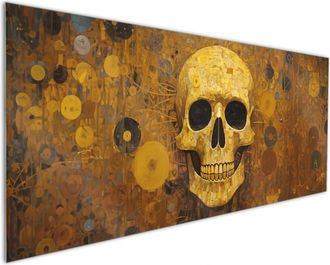 Wallario K&uuml;chenr&uuml;ckwand aus Glas 125 x 50 cm, Motiv: Sch&auml;del-Mosaik | Spritzschutz abwischbar & pflegeleicht