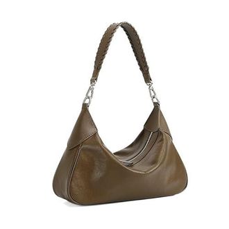 Generic Sacs &agrave; bandouli&egrave;re en cuir v&eacute;ritable - Sac fourre-tout pour femme - Sac &agrave; main souple en forme de croissant - Travail quotidien, Vert, 11.81 x 6.69 x 