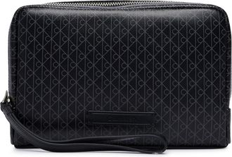 Calvin Klein Kosmetiktasche Calvin Klein Emblem Aop Coated Pouch W/ Handl LV04D1240G Schwarz