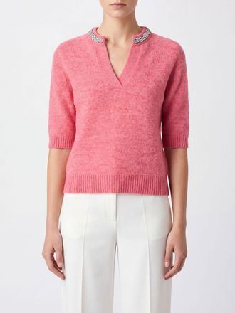 Pinko Pull &agrave; manches courtes en m&eacute;lange de laine orn&eacute; de cristaux