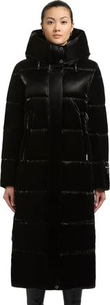 Khujo Damen warmer Wintermantel lang Steppmantel mit gro&szlig;er Kapuze aus gl&auml;nzendem Material Soulani5 Shiny Black Gr. L