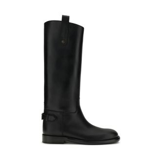 Burberry Lederhohe Stiefel mit Blockabsatz - - Shoes - Damen - Schwarzk - 40 EU