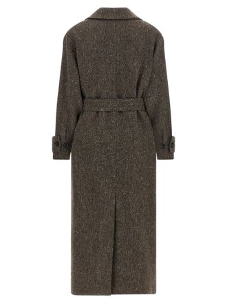 Kiton Chevron Wool Coat - Brown