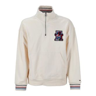 Tommy Hilfiger Homme, Sweatshirts et sweats &agrave; capuche, Beige, Taille: M Monogram Tipped 1/4 Zip Pull