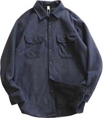 Generic Chemise en velours c&ocirc;tel&eacute; pour homme, deux poches, manches longues, boutons, chemise de travail vintage, d&eacute;contract&eacute;e et de travail, chemise &agrave; revers 