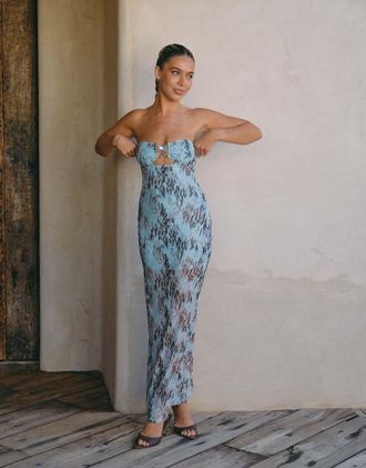 South Beach x Liv Silverman - Robe longue en tulle paillet&eacute; - Bleu multicolore