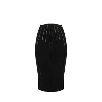 Elisabetta Franchi Femme, Jupes, Noir, Taille: 44 FR Jupe en N&eacute;opr&egrave;ne avec D&eacute;tails Corset