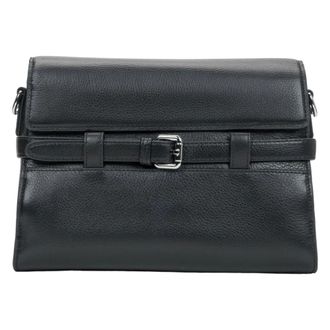 Estro & Luminara Femme, Sacs, Noir, Taille: ONE Size Sac bandouli&egrave;re en cuir avec boucle d&eacute;corative