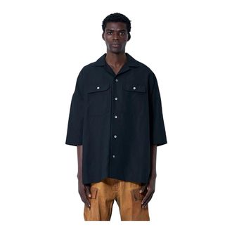 Rick Owens Homme, Chemises, Noir, Taille: L Chemise à manches courtes cargo avec poches