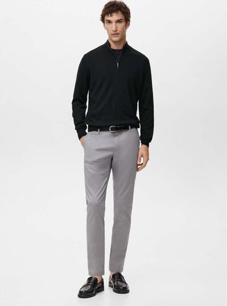 Mango Pull col zipp&eacute; 100 % laine m&eacute;rinos noir - Homme - XXL - MANGO MAN