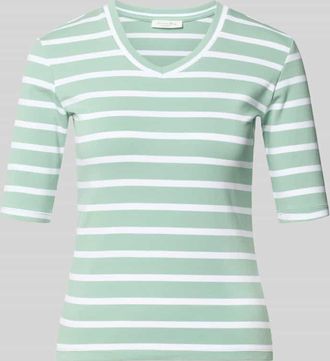 Christian Berg T-Shirt mit Streifenmuster und V-Ausschnitt