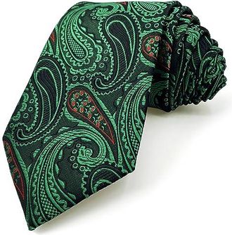 Shlax & Wing Vert Rouge Jasper Paisley Cravates pour hommes Cravate de mariage pour veste de costume taille classique 147cm