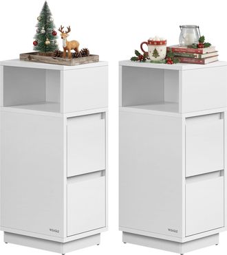 Vasagle Kailyn Kollektion - Nachttisch 2er Set, schmal, Beistelltisch 2 Schubladen, offenes Fach nach Links oder rechts flexibel montierbar, Schlafzimmer Wohn