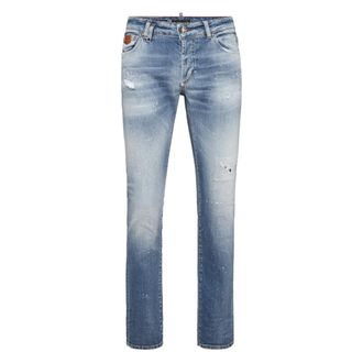 Philipp Plein Homme, Jeans, Bleu, Taille: W34 Jean Coupe Super Droite 5 Poches