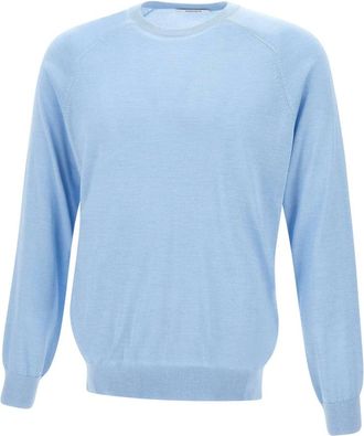KANGRA Homme, Pulls, Bleu, Taille: XL Pull Ras du Cou en Soie et Cachemire