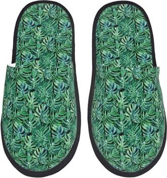 Generic Feuilles De Monstera Homme Femme Pantoufles Peluche Chaussons L&eacute;g&egrave;res Slippers Pour Int&eacute;rieur Automne Hiver M