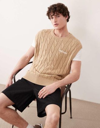 Polo Ralph Lauren Sport Capsule - &Auml;rmelloses Zopfstrick-Tr&auml;gertop in Khaki-Gr&uuml;n