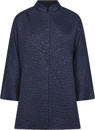 Giorgio Armani Femme, Blouses et Chemises, Bleu, Taille: 44 FR Veste Crois&eacute;e en M&eacute;lange de Viscose avec Sequins