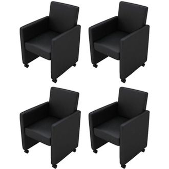 vidaXL Vidaxl - Chaises &agrave; manger lot de 4 noir similicuir